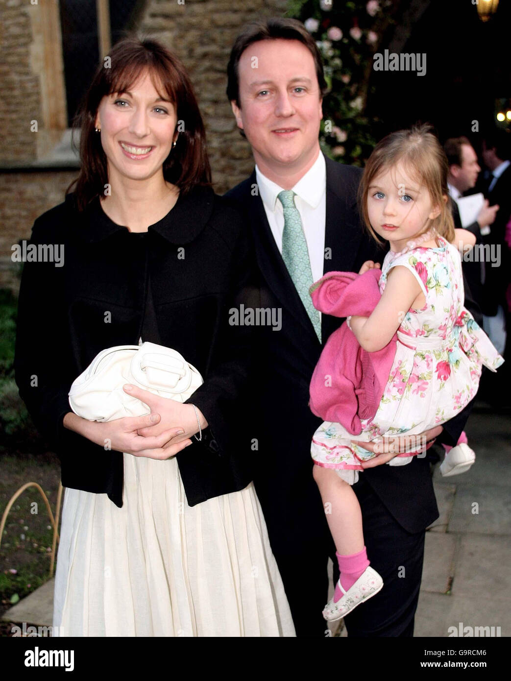 Tory party leader David Cameron, wife Samantha and daughter Nancy leave ...