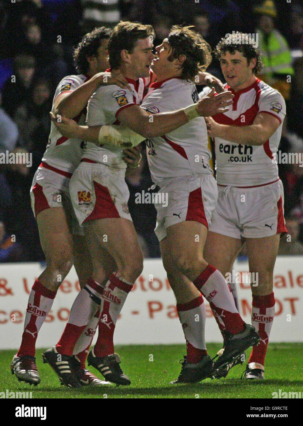 St Helens Matt Gidley celebrates with Keiron Cunningham after his first ...