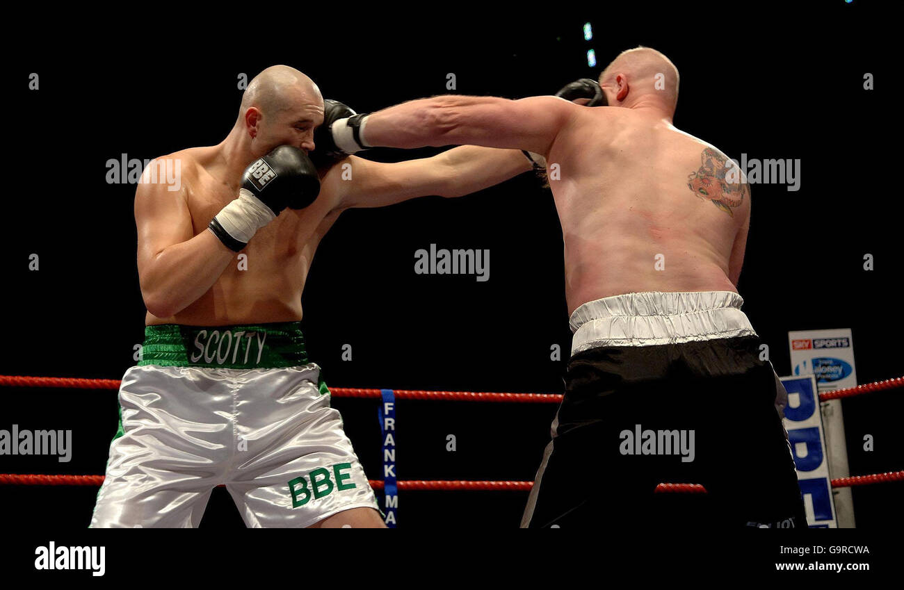Scott Belshaw (left) from Belfast fights against Paul King from ...