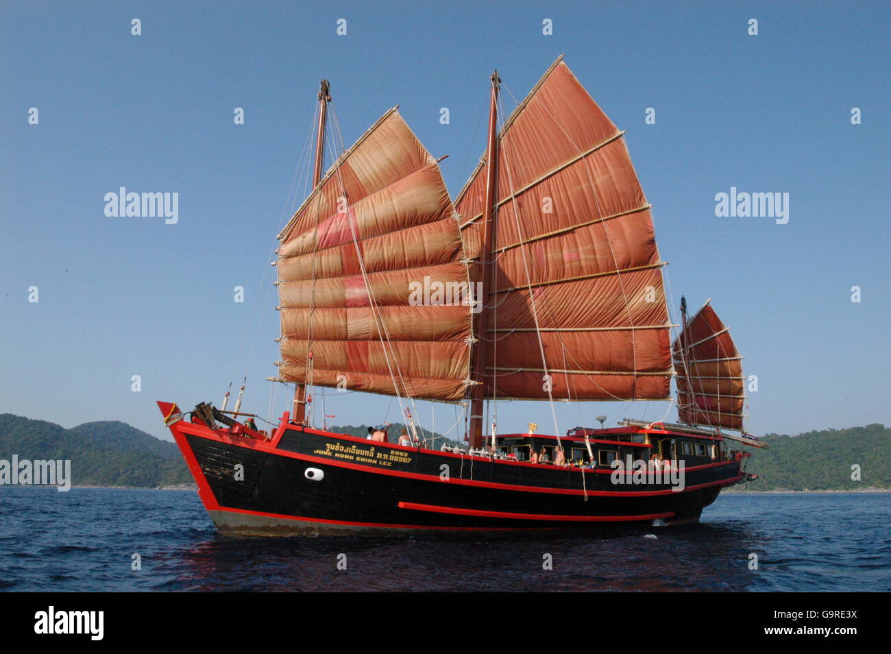 Sailing boat, junk, Thailand / masts and rigging, windjammer Stock ...