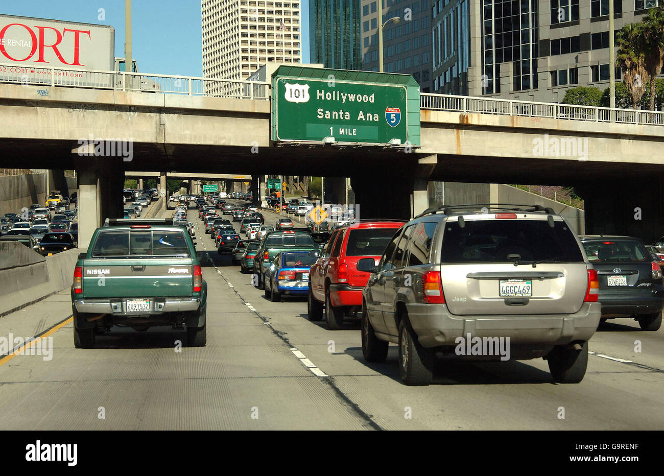 General View, freeway congestion in Los Angeles, California Stock Photo ...