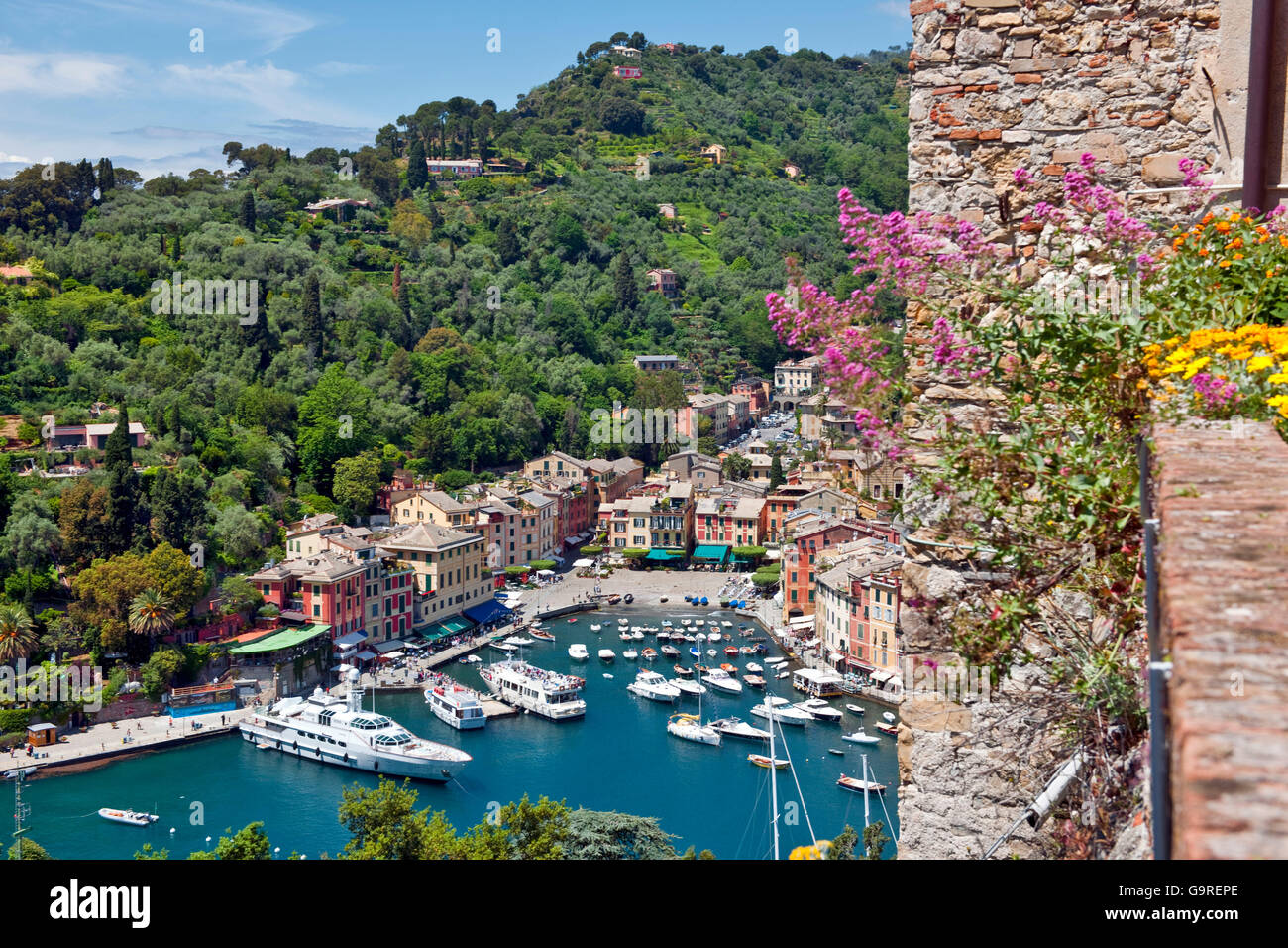 Harbour, view from castello Brown, Portofino, Ligury, Italy Stock Photo ...