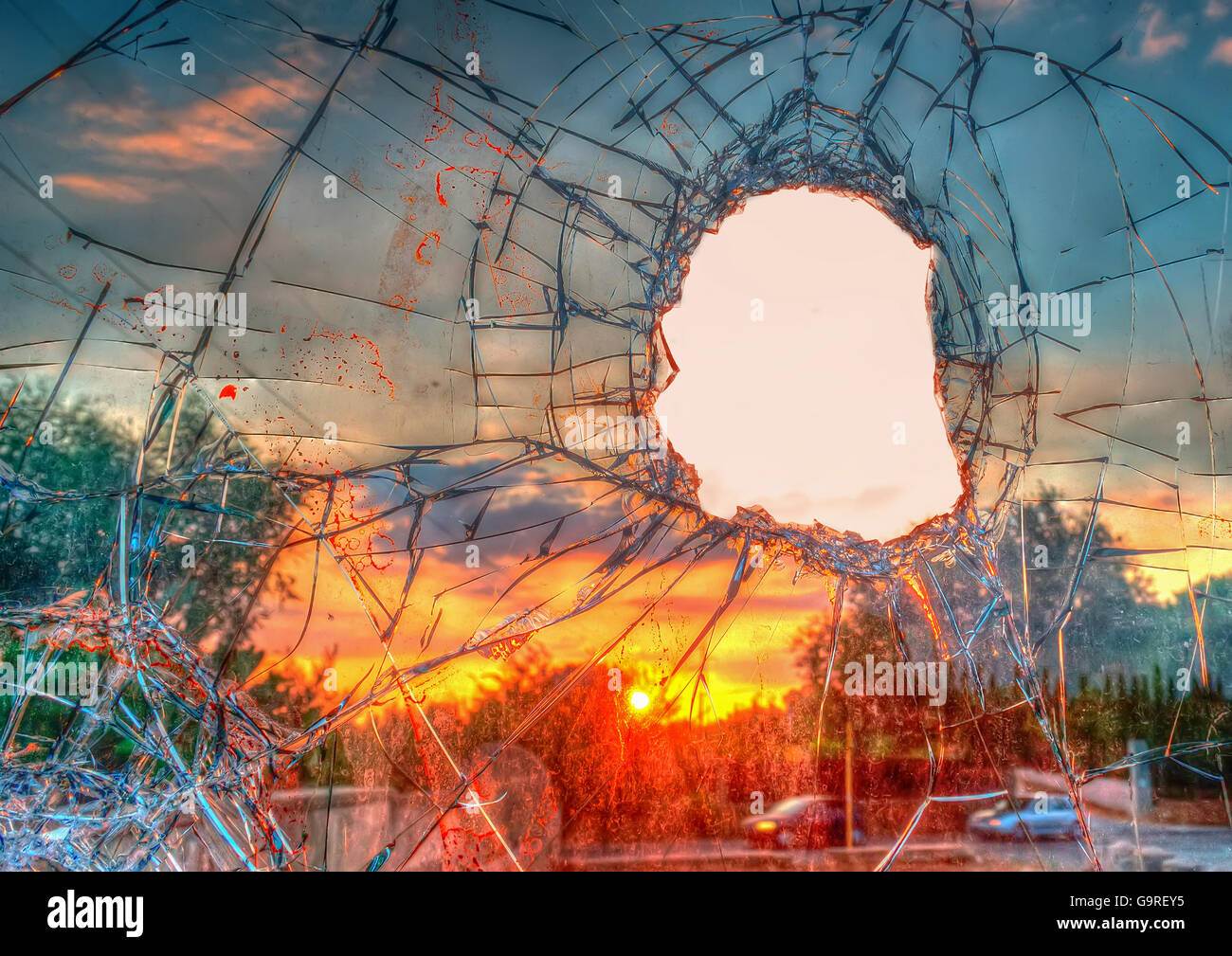 Broken glass sunset hi-res stock photography and images - Alamy