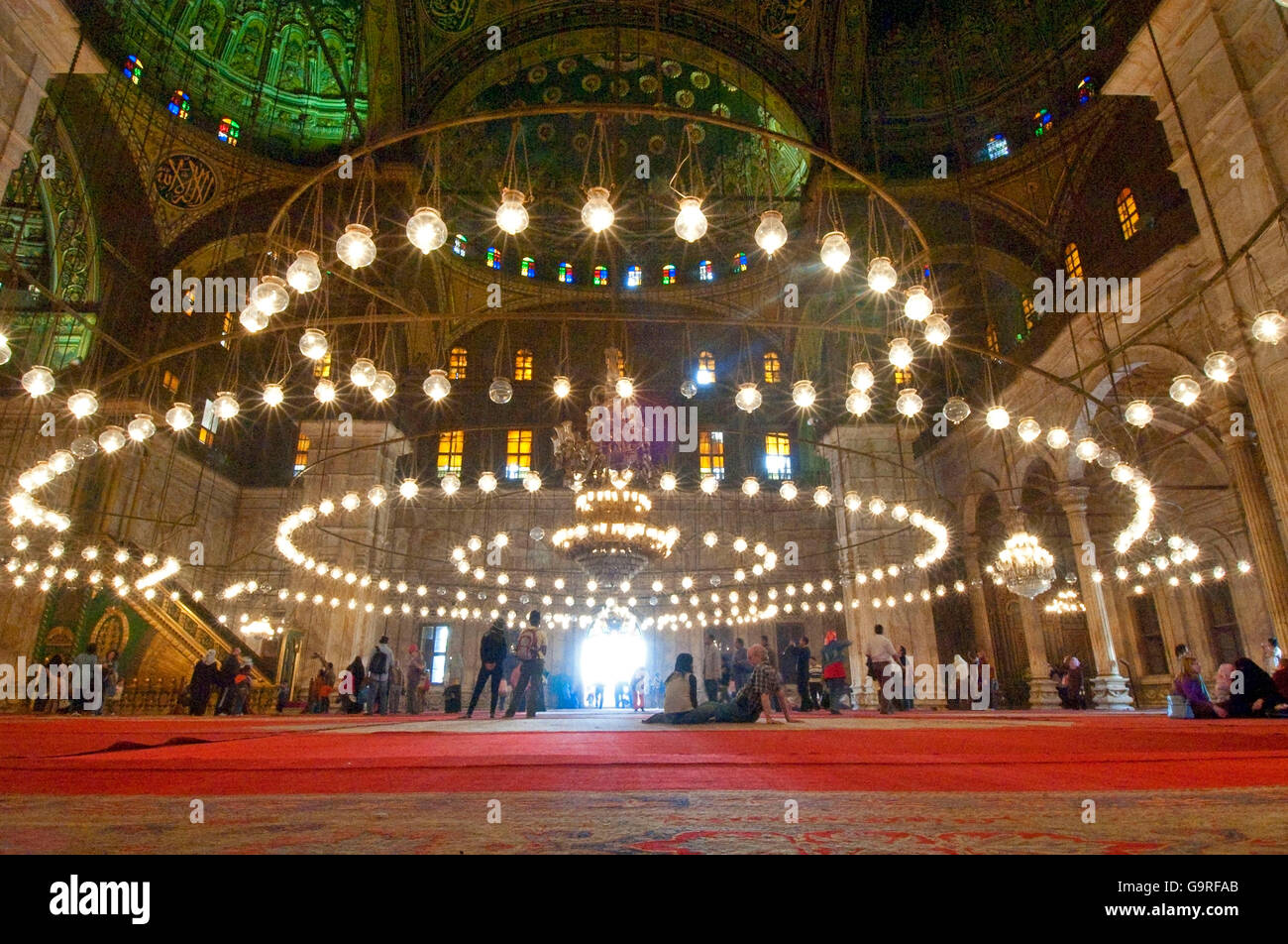 The great Mosque of Muhammad Ali Pasha, chandelier, dome, Cairo, Egypt ...