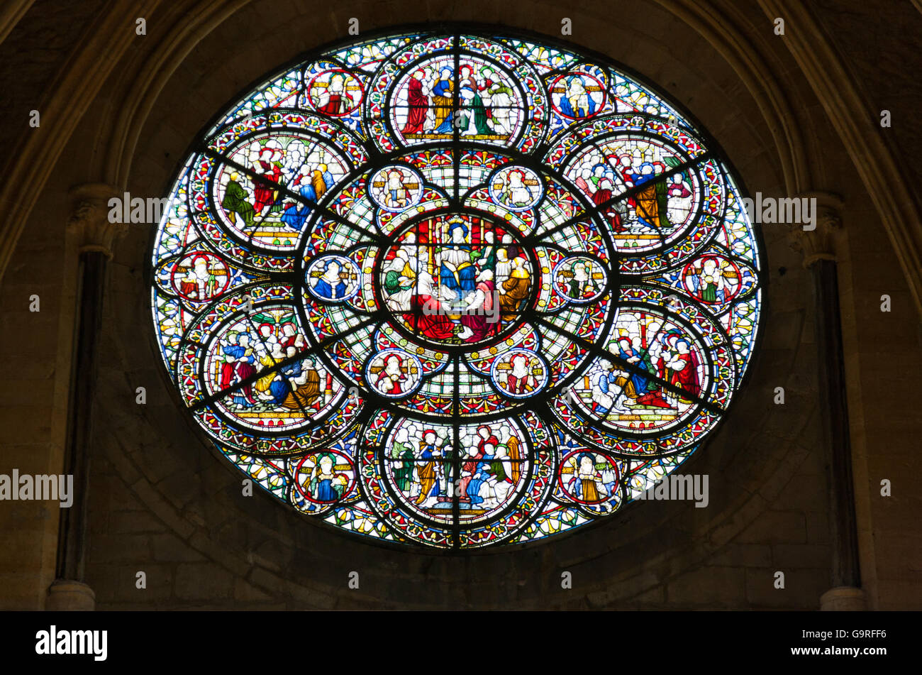 The Rose window of Lincoln Cathedral 's Chapter House. Lincoln, UK. The ...