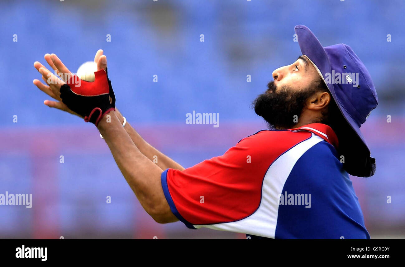 England cricketer Monty Panesar in action during a team net session at ...
