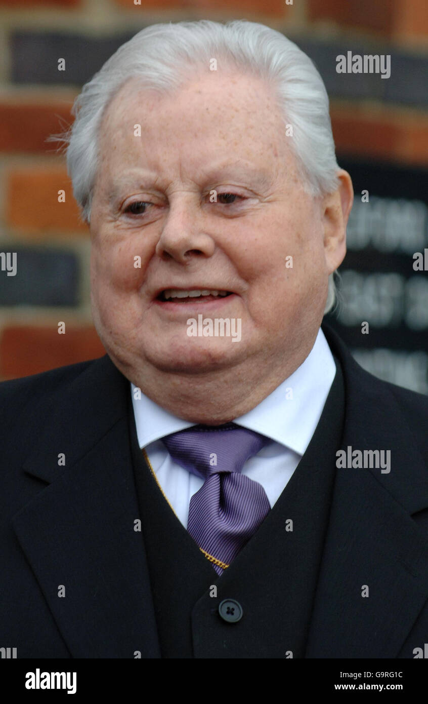 Entertainer Danny La Rue attends the funeral of John Inman at Golders ...