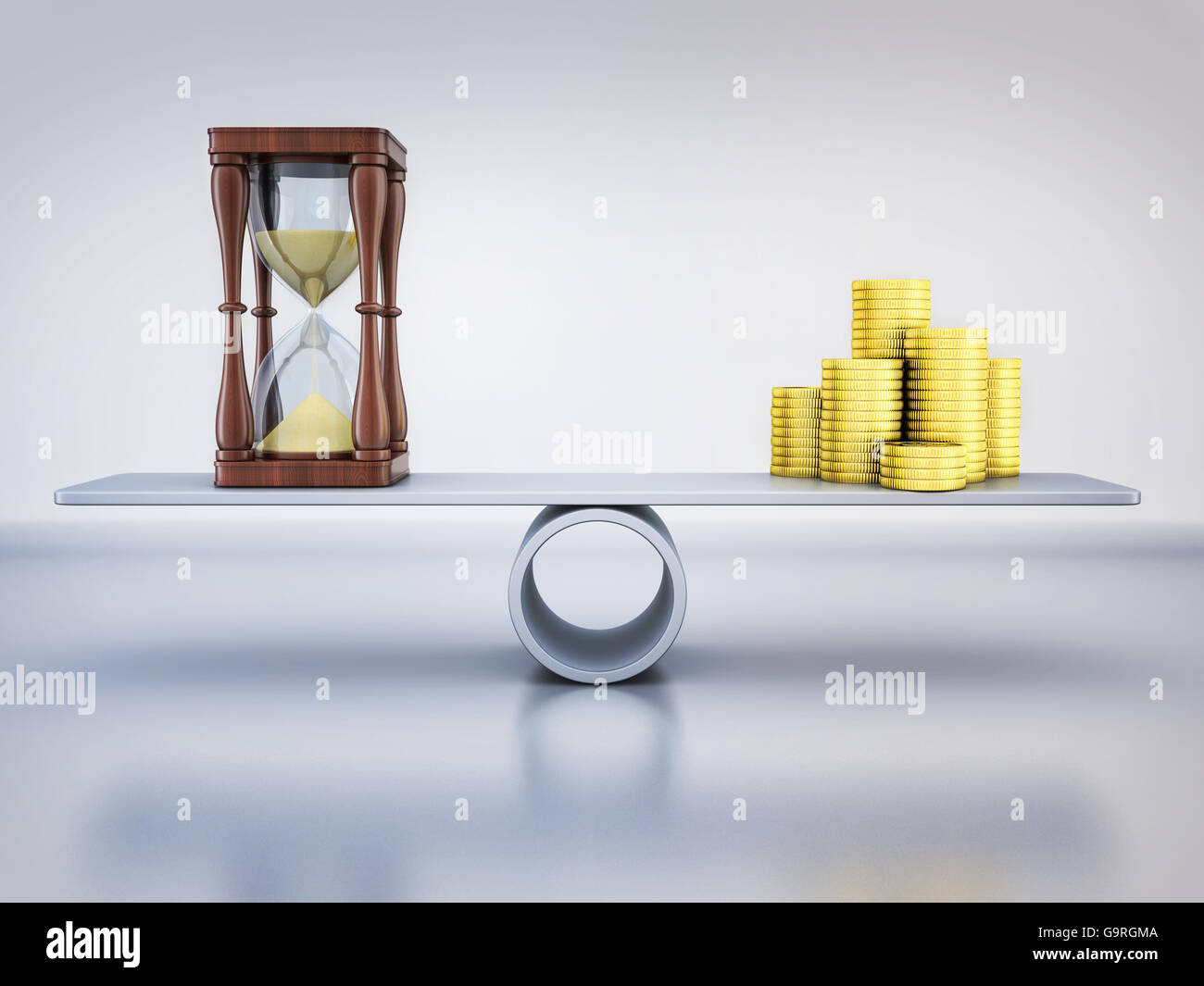 Abstract balance time and money (done in 3d rendering Stock Photo - Alamy