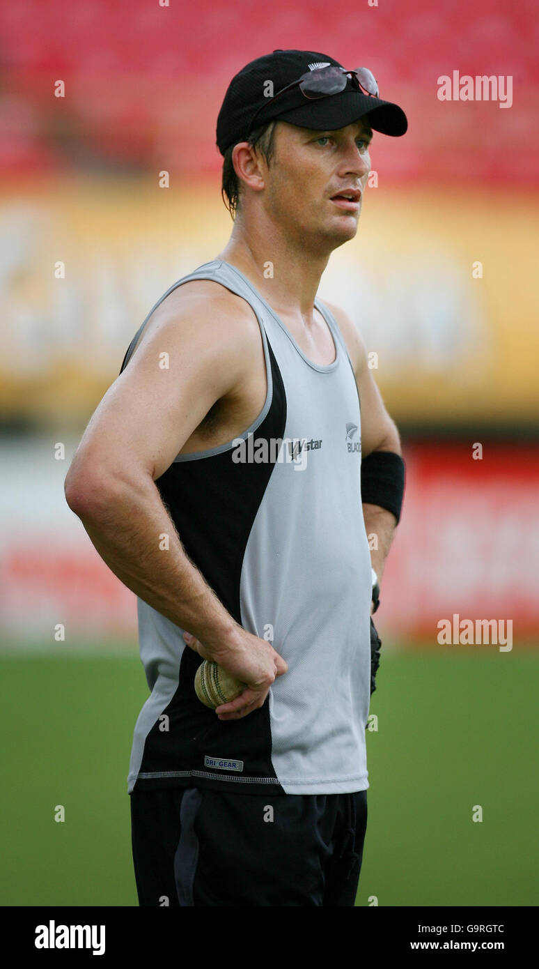 New Zealand's Shane Bond during training at the National Stadium in ...