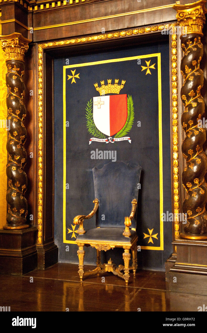 Grand Master's throne, Grandmaster's Palace, La Valletta, Malta / il ...