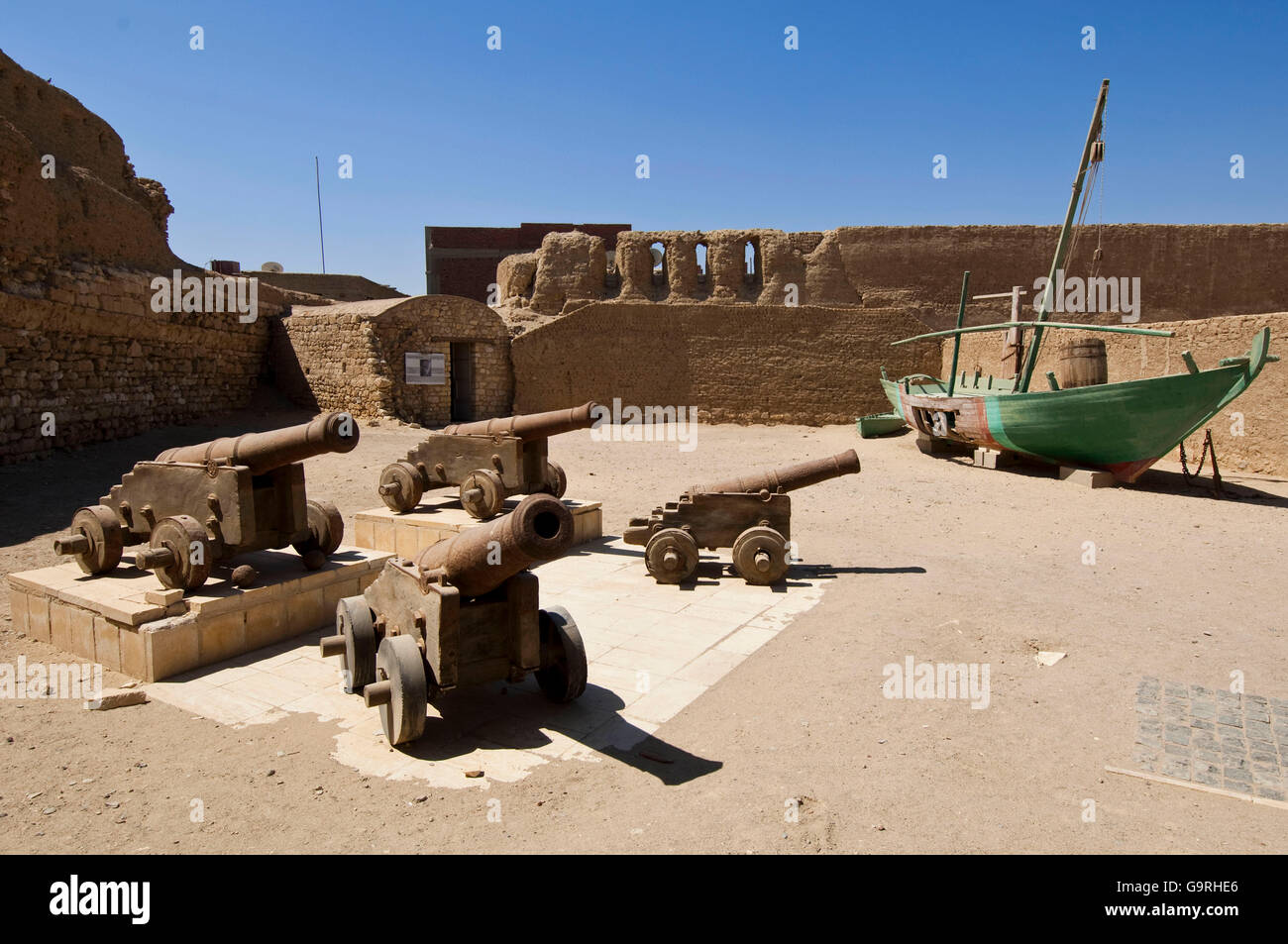 Cannons, sailboat, Osmanic Fort, al-Qusair, Egypt / Al Qusayr, Qseir ...