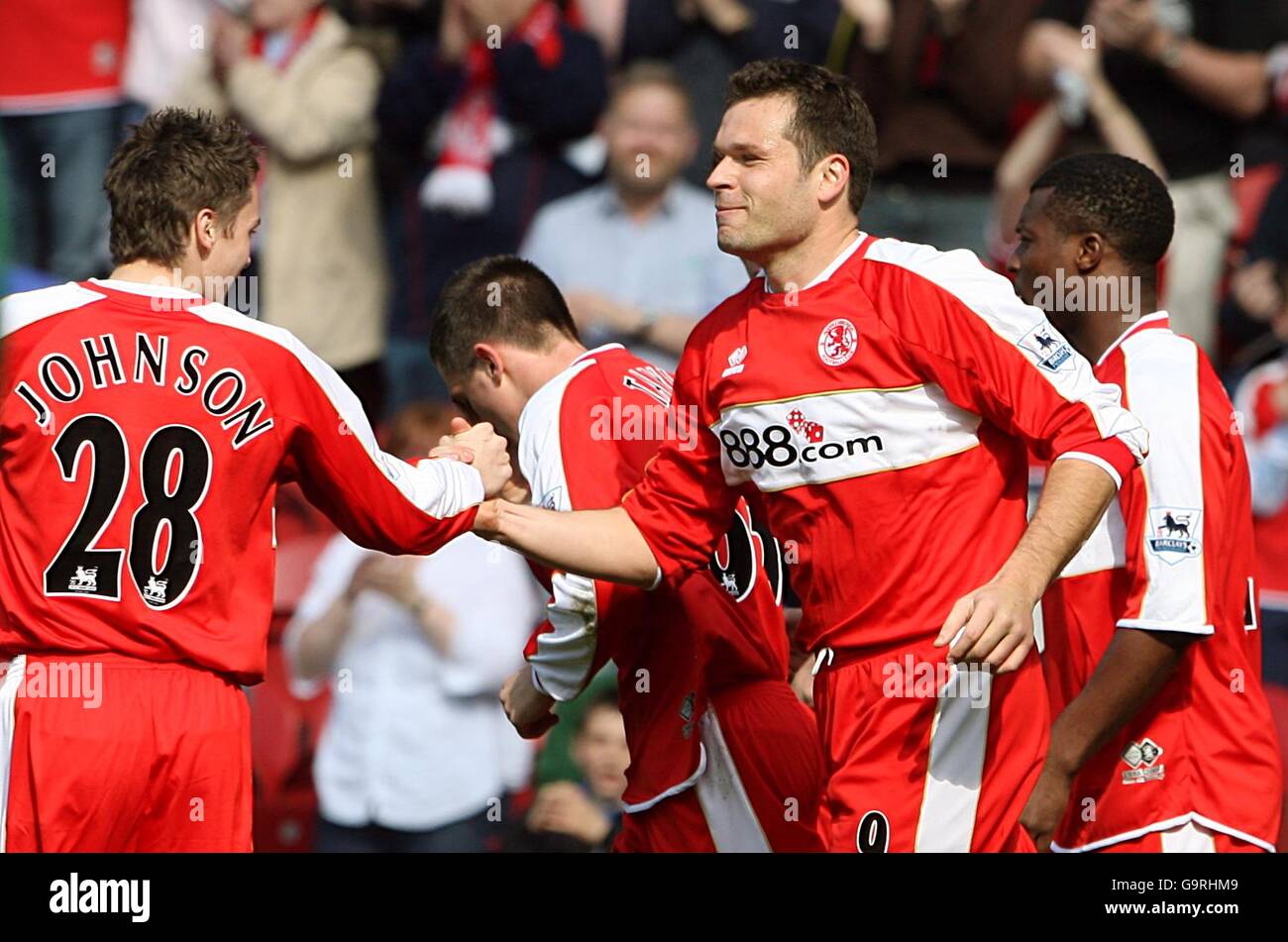 Middlesbrough's Mark Viduka (2nd from right) celebrates scoring the ...