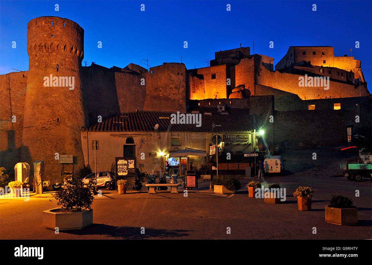 Tower and city wall, Giglio Castello, Isola del Giglio, Tuscany, Italy ...