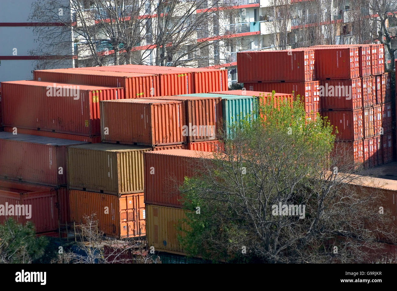 Containers for shipping stored awaiting loading at the port of Fos-sur ...