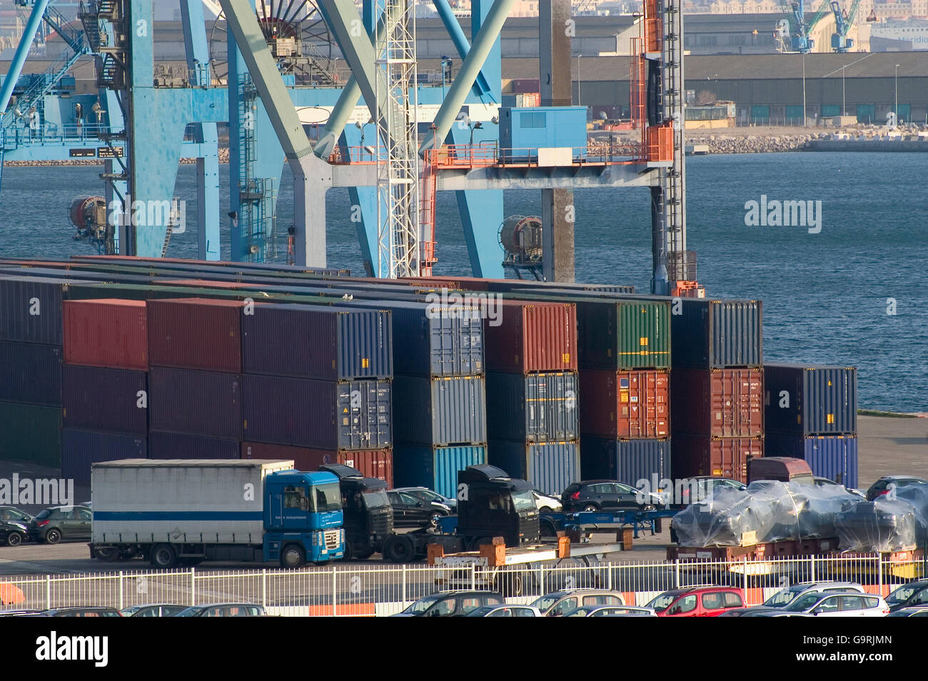 Containers for shipping stored awaiting loading at the port of Fos-sur ...