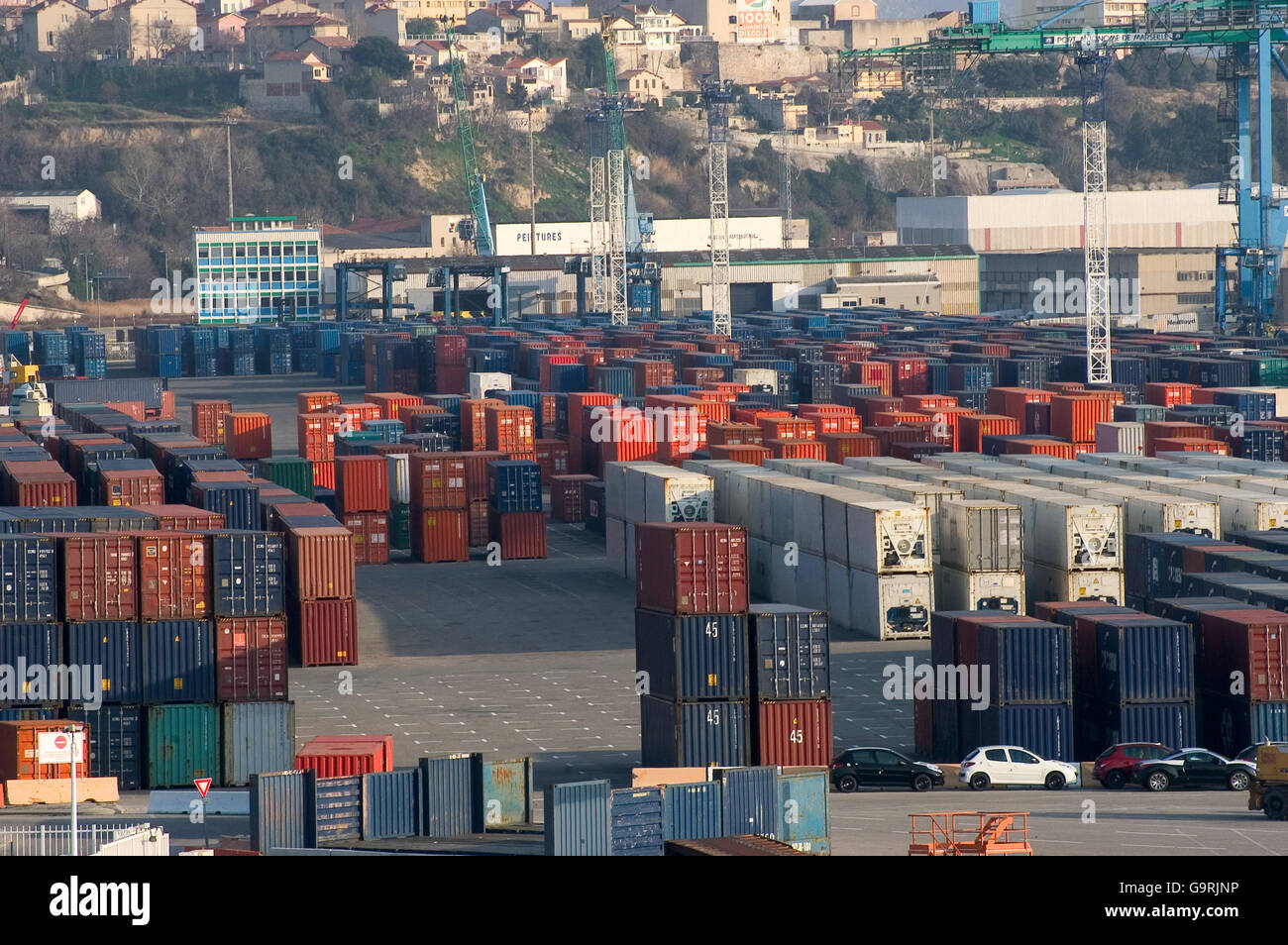 Containers for shipping stored awaiting loading at the port of Fos-sur ...