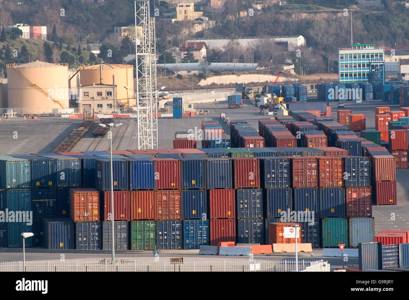 Containers for shipping stored awaiting loading at the port of Fos-sur ...