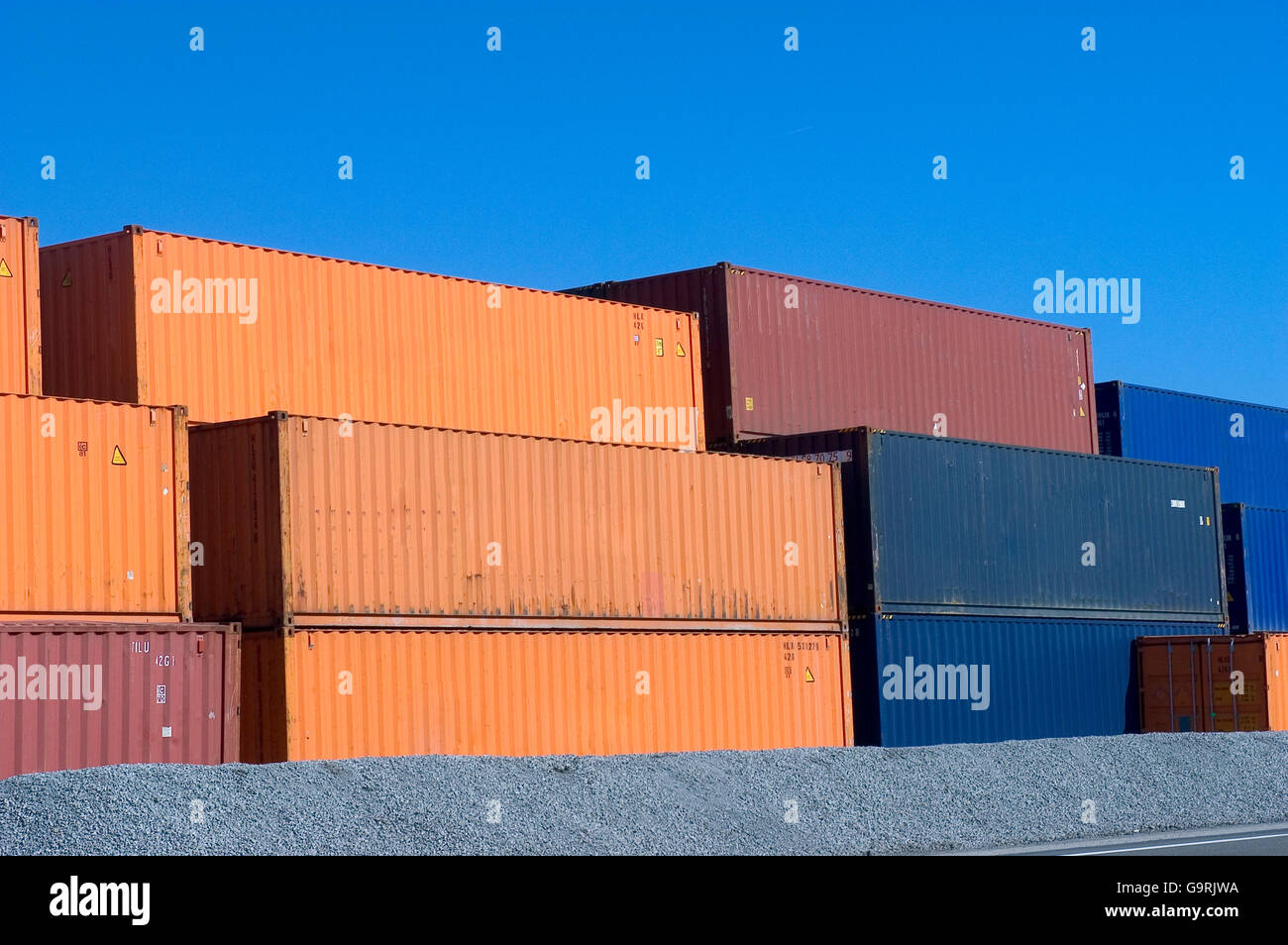 Containers for shipping stored awaiting loading at the port of Fos-sur ...