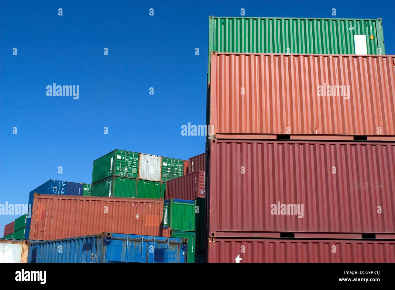 Containers for shipping stored awaiting loading at the port of Fos-sur ...