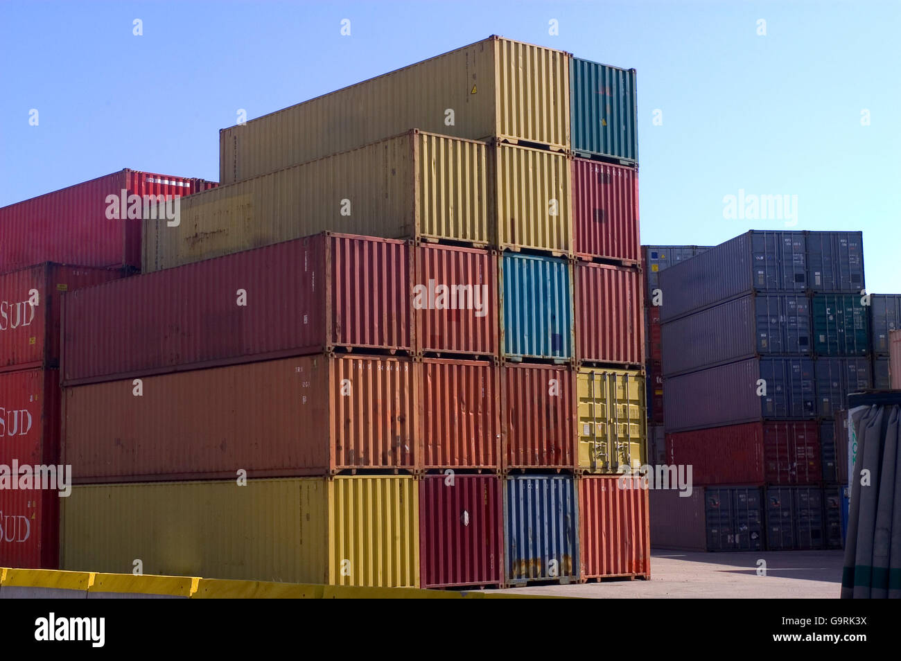 Containers for shipping stored awaiting loading at the port of Fos-sur ...