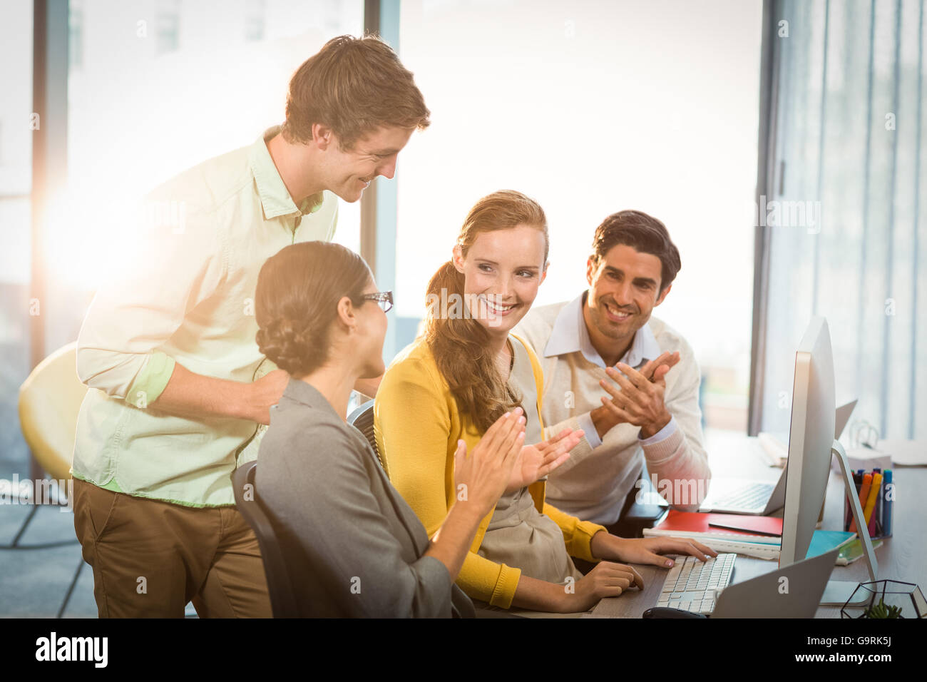 Business people clapping hands in the meeting Stock Photo - Alamy