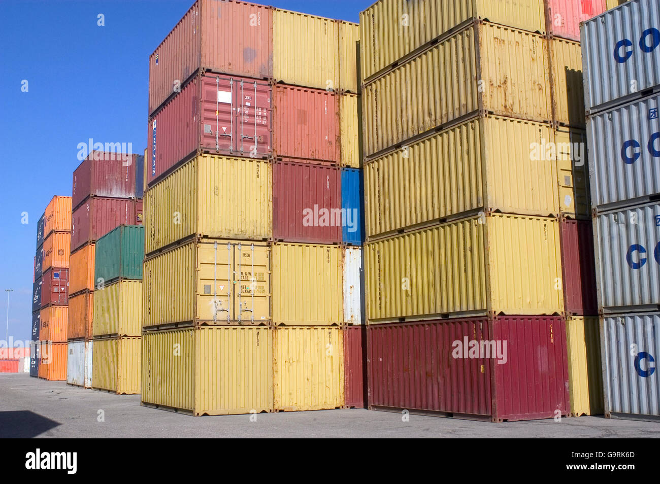 Containers for shipping stored awaiting loading at the port of Fos-sur ...