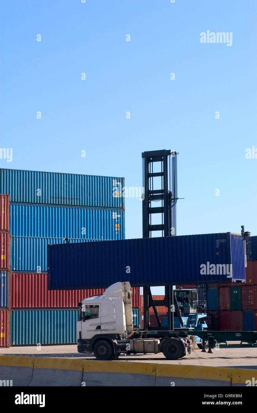 Containers in preparation for loading shipping stored awaiting loading ...