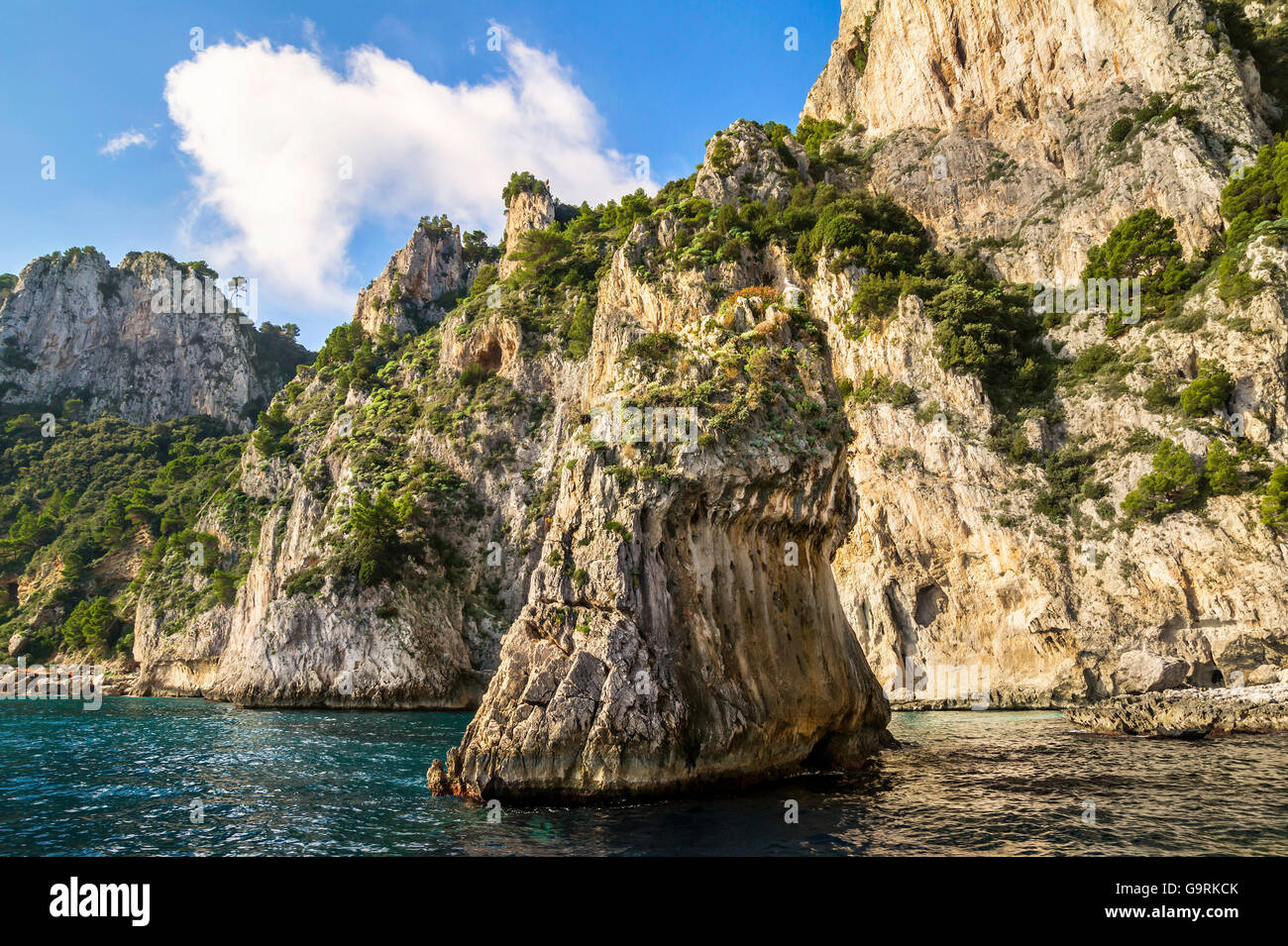 Rocks formation on the Mediterranean Sea coast , Capri Island, Italy ...