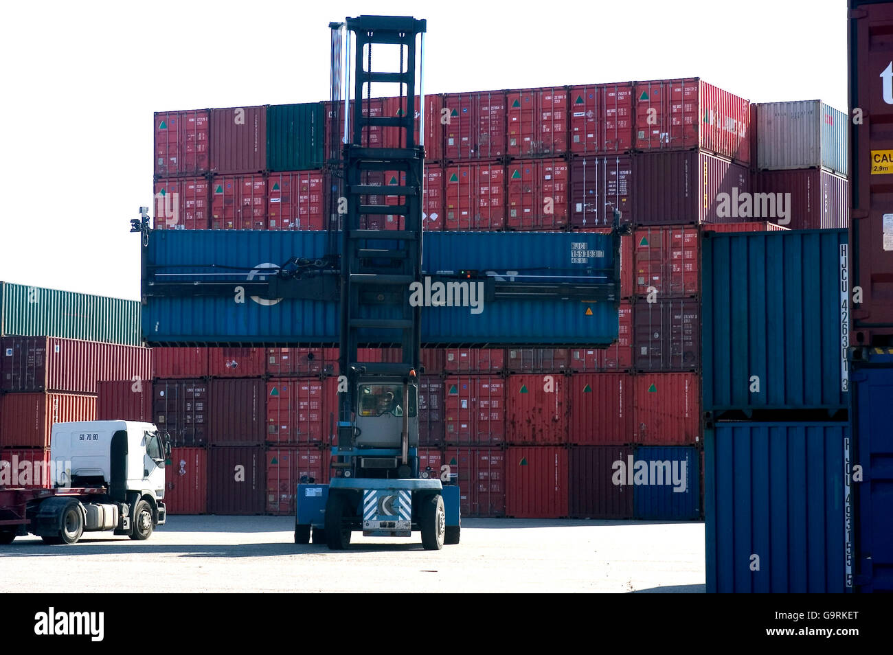 Containers in preparation for loading shipping stored awaiting loading ...