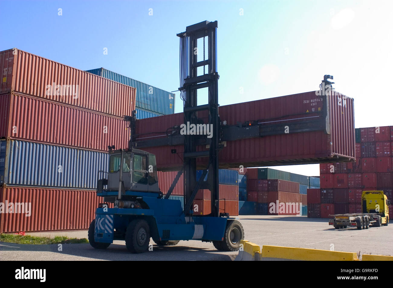 Containers in preparation for loading shipping stored awaiting loading ...