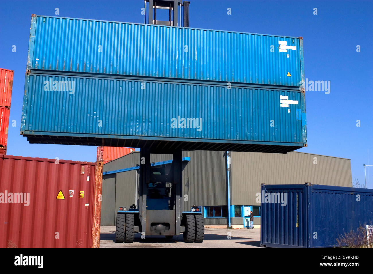 Containers in preparation for loading shipping stored awaiting loading ...