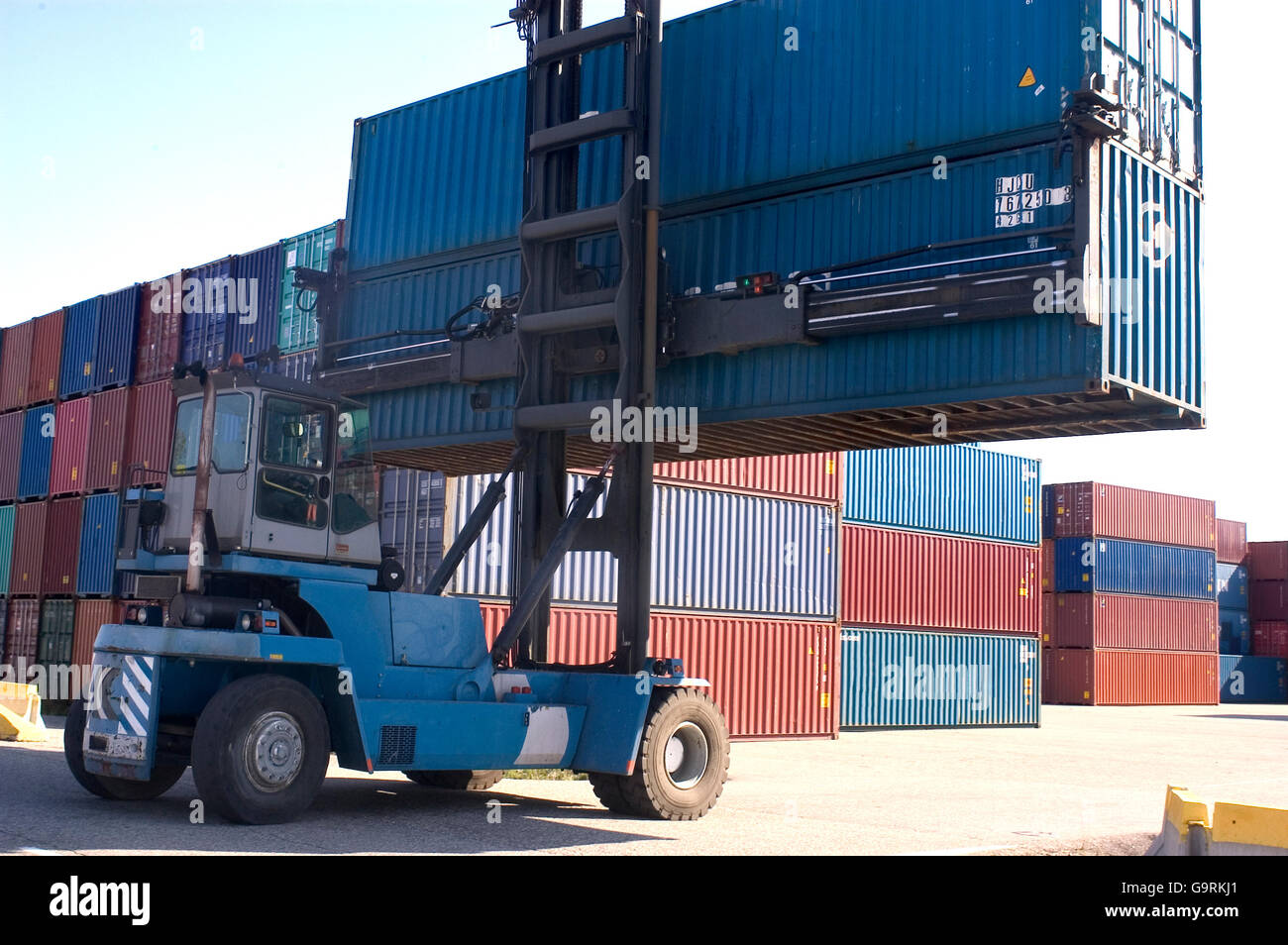 Containers in preparation for loading shipping stored awaiting loading ...