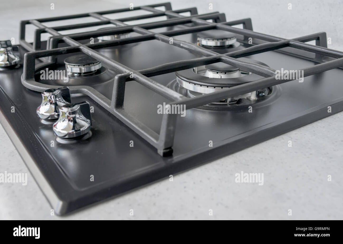 the New and modern shining metal gas cooker Stock Photo - Alamy