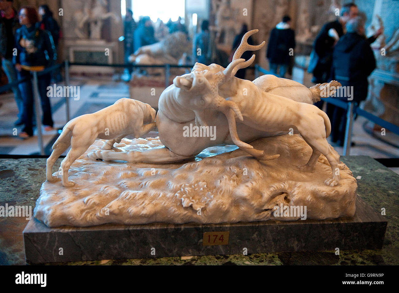 statue of hunting scene, Vatican museums, Vatican, Rome, Latium, Lazio ...