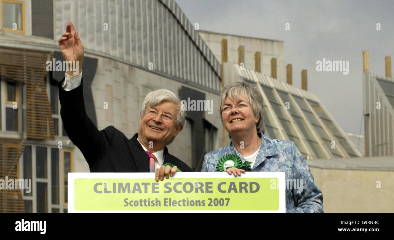 Scottish Green Party leader Robin Harper and MSP Shiona Baird unveil a ...