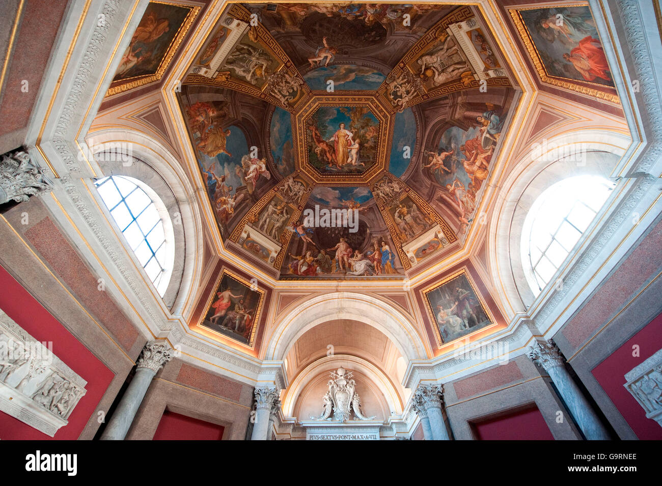 dome painting at Sala delle Muse, Vatican Museums, Vatican city, Rome, Latium, Lazio, Italy ...