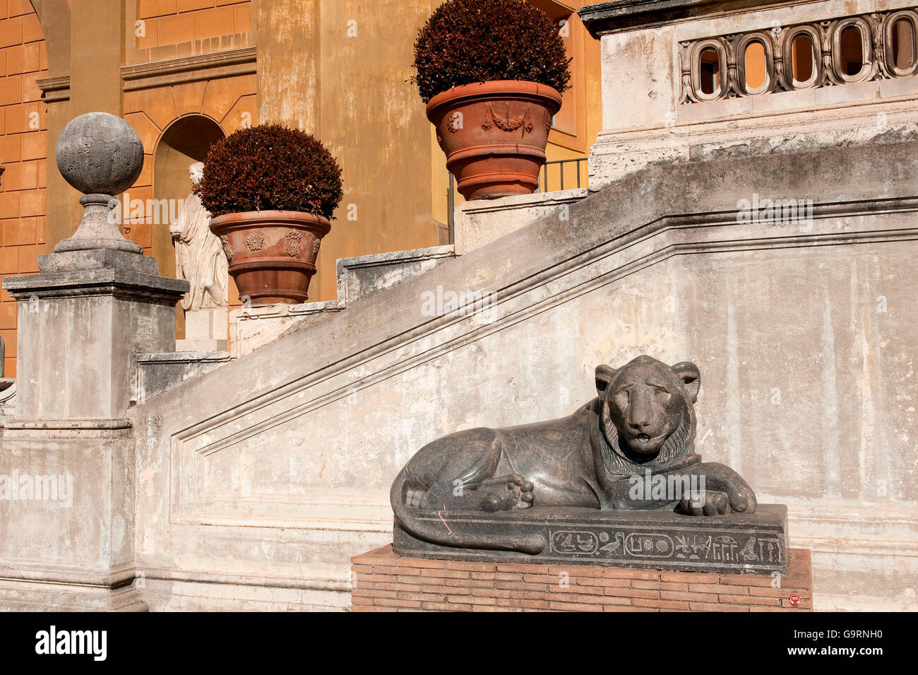 egyptian lion, cortile della pigna, Vatican museums, Vatican, Rome ...
