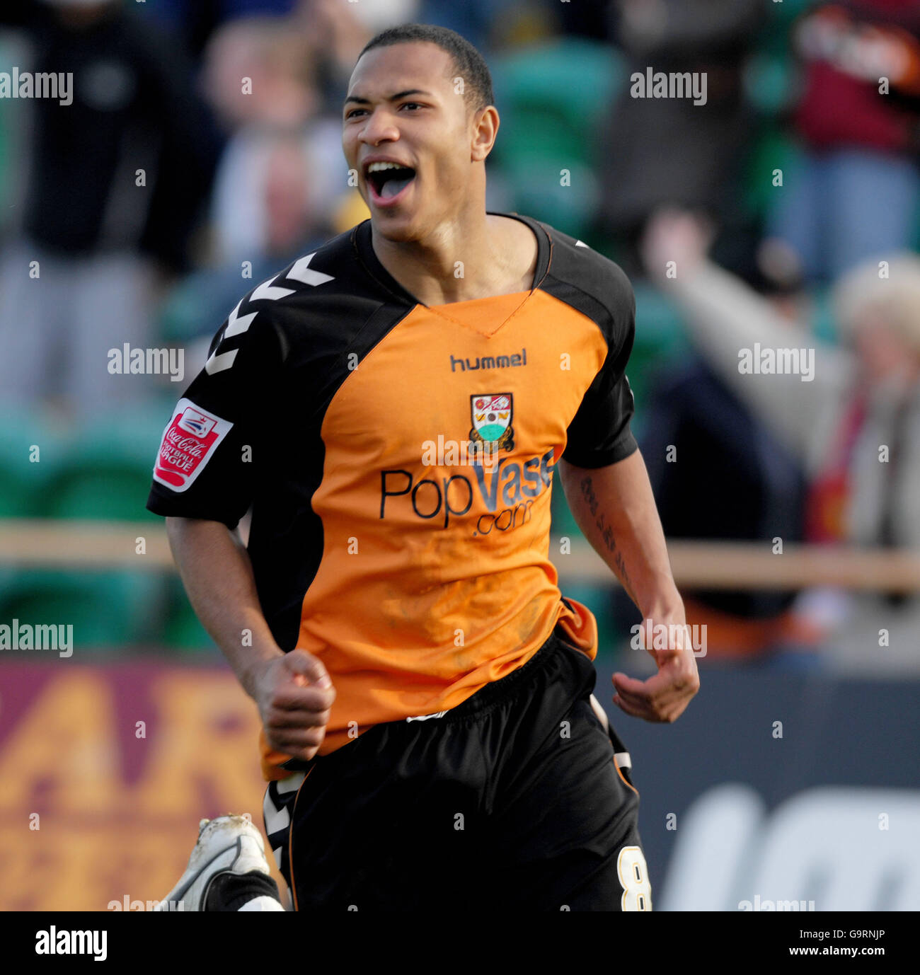 Barnets second goal scorer dean sinclair celebrates hi-res stock ...