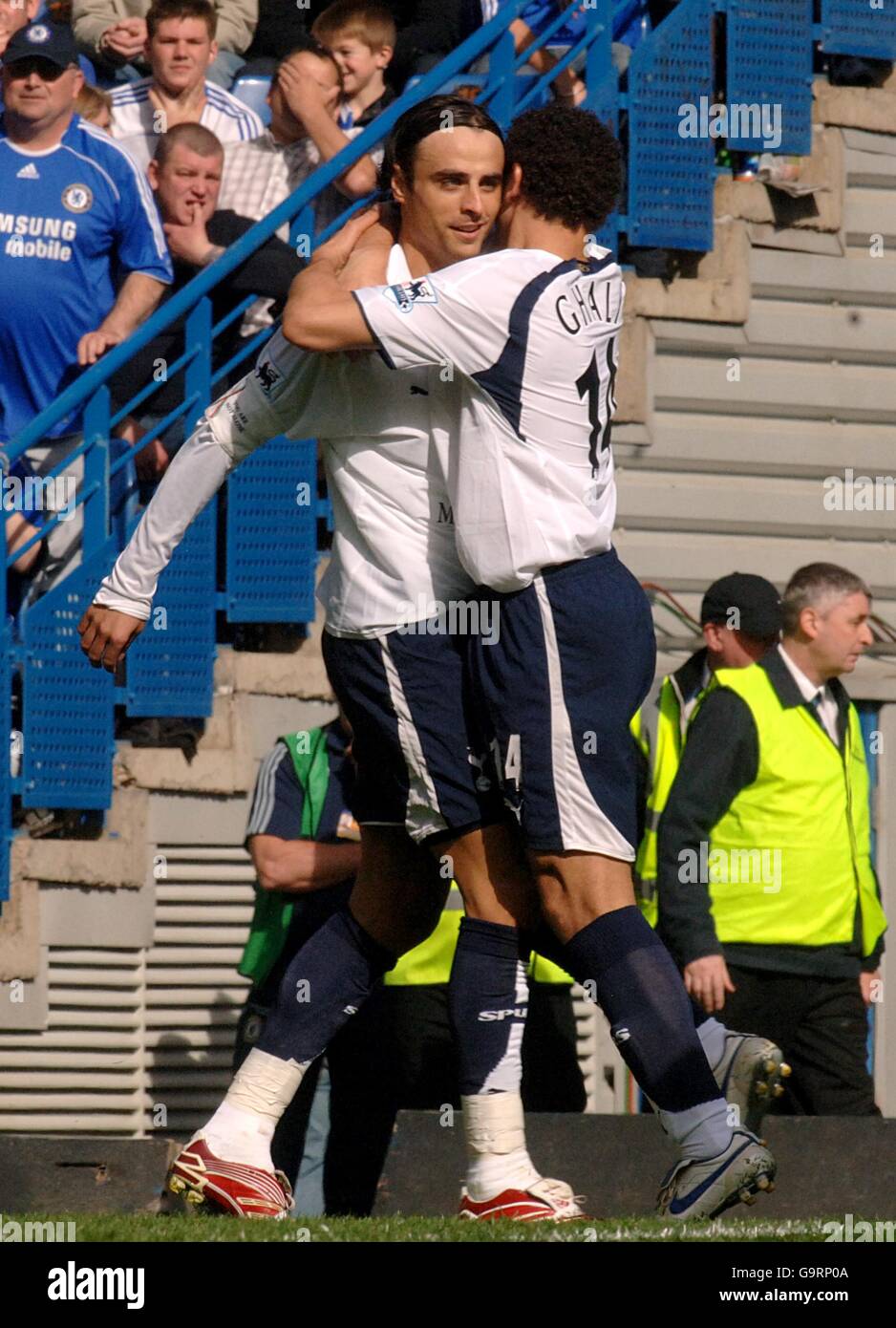 Tottenham Hotspur's Dimitar Berbatov (left) celebrates the opening goal ...