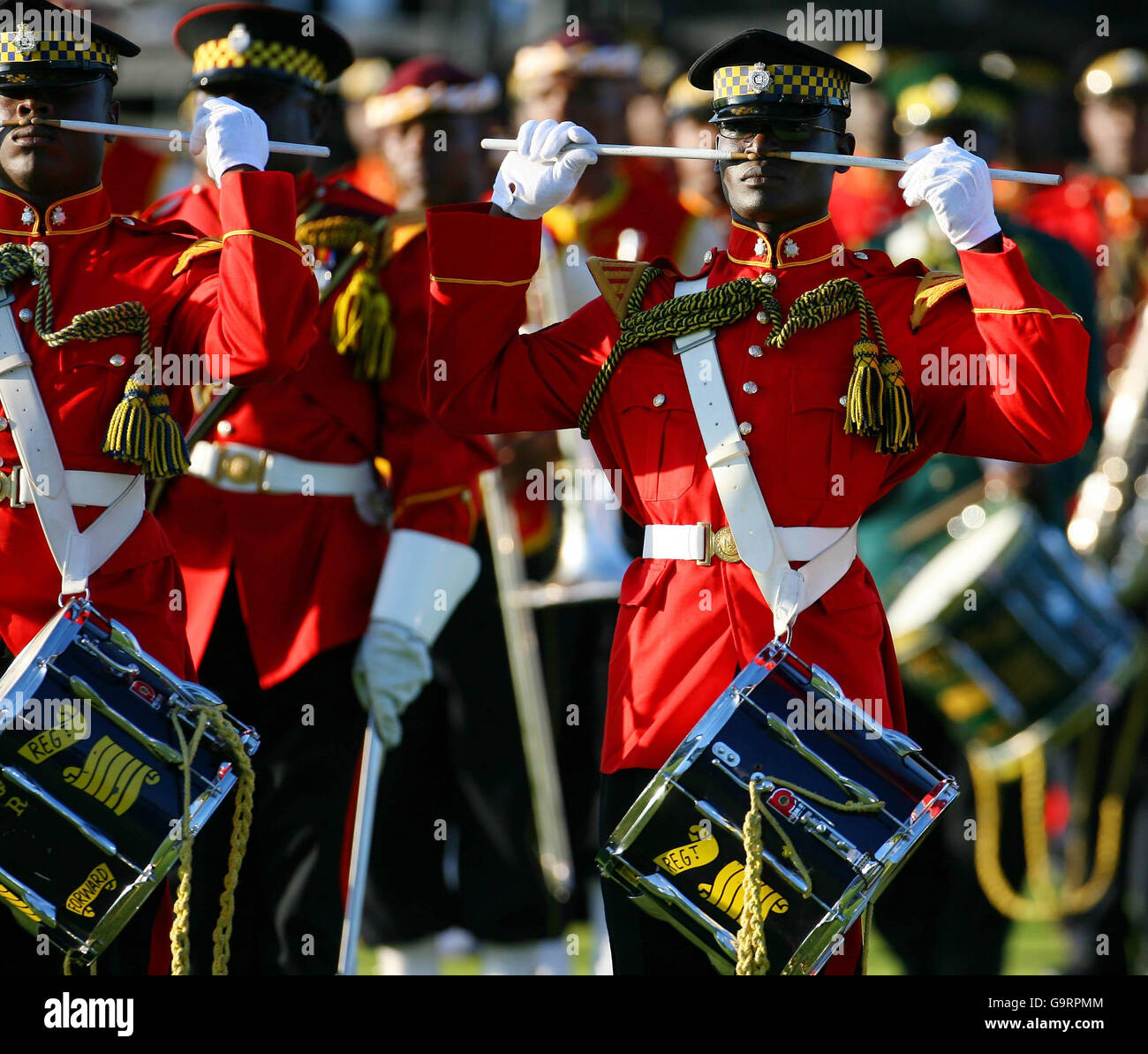 A marching band perform at the opening ceremony of the ICC Cricket ...