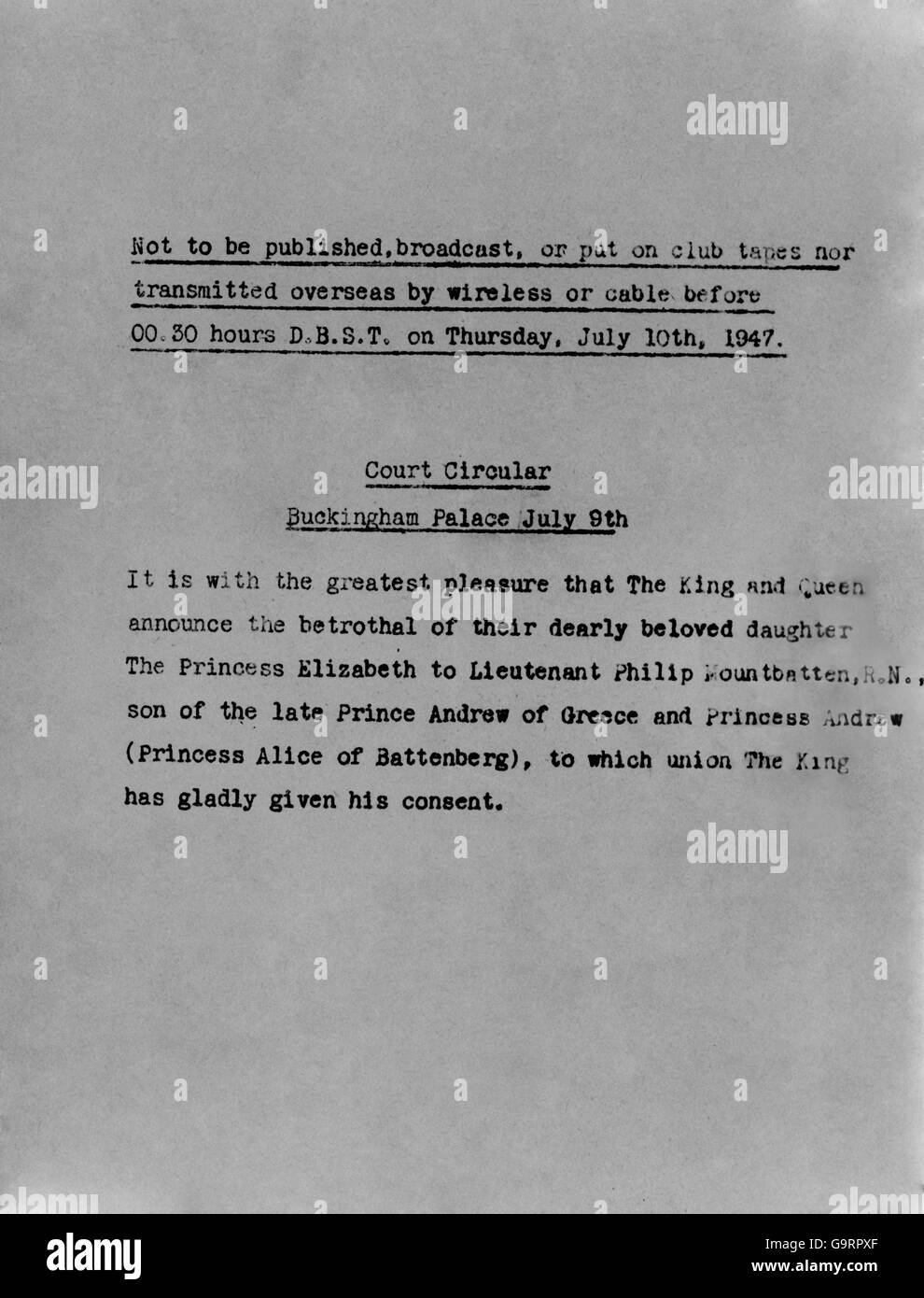 How the news was told. A typewritten addition to the Court Circular ...