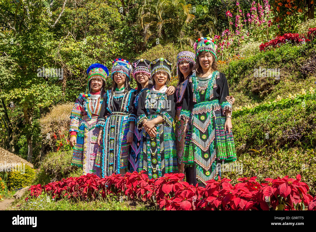 Thailand Northern Thailand Thai visitors wearing the traditional dress ...