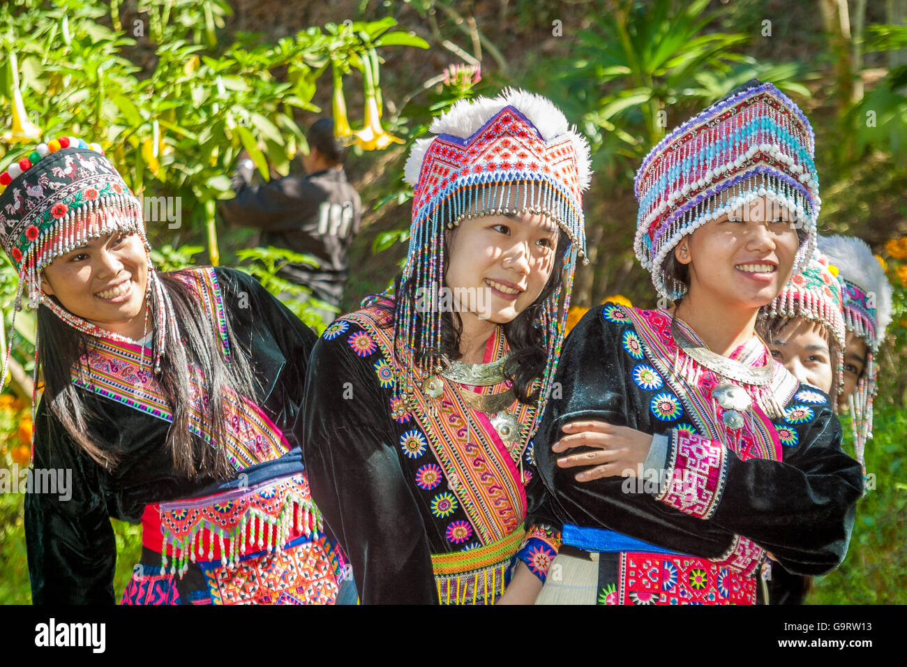Thailand Northern Thailand Thai visitors wearing the traditional dress ...