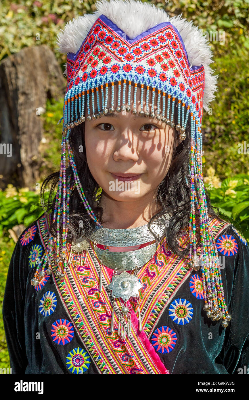 Thailand Northern Thailand Thai visitor wearing the traditional dress ...