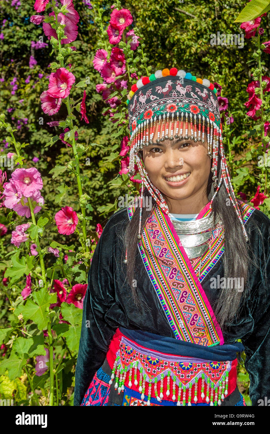 Thailand Northern Thailand Thai visitor wearing the traditional dress ...