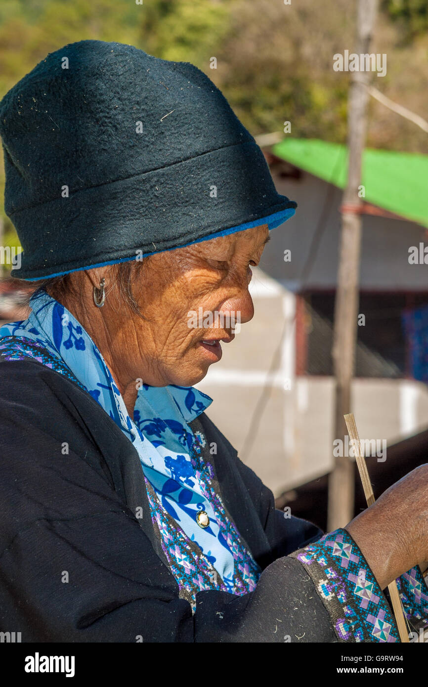 Thailand Northern Thailand Old lady of the Hmong Hill Tribe Stock Photo ...