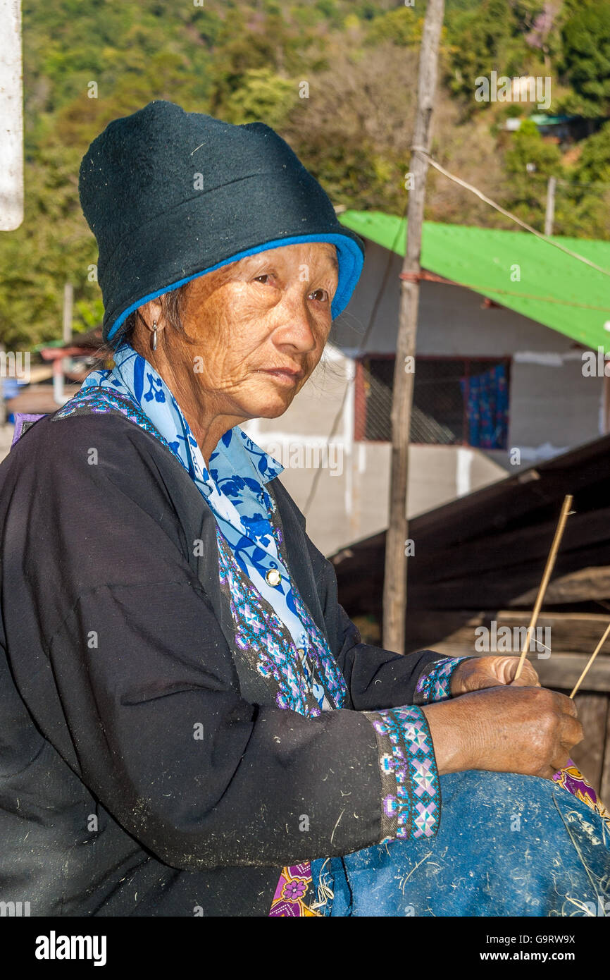 Thailand Northern Thailand Old lady of the Hmong Hill Tribe Stock Photo ...