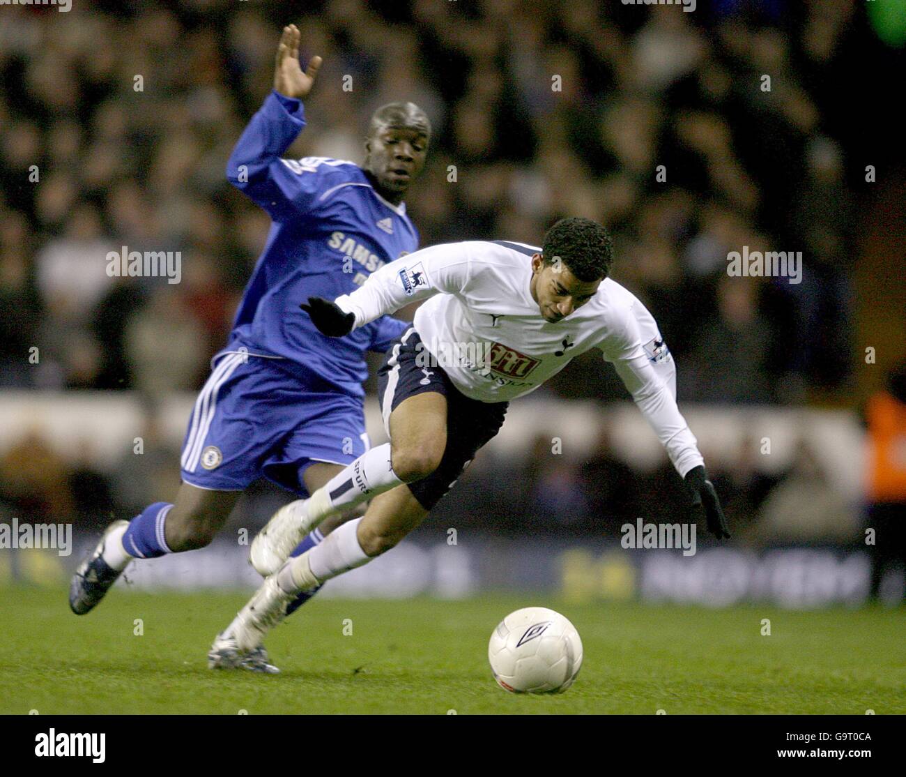 Chelsea's Lassana Diarra Lassana Diarra brings down Tottenham Hotspur's ...