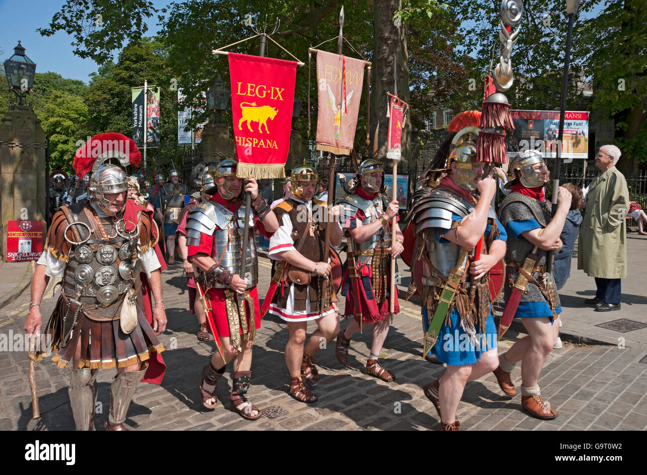Soldiers marching from the Museum Gardens at the Roman Festival in ...