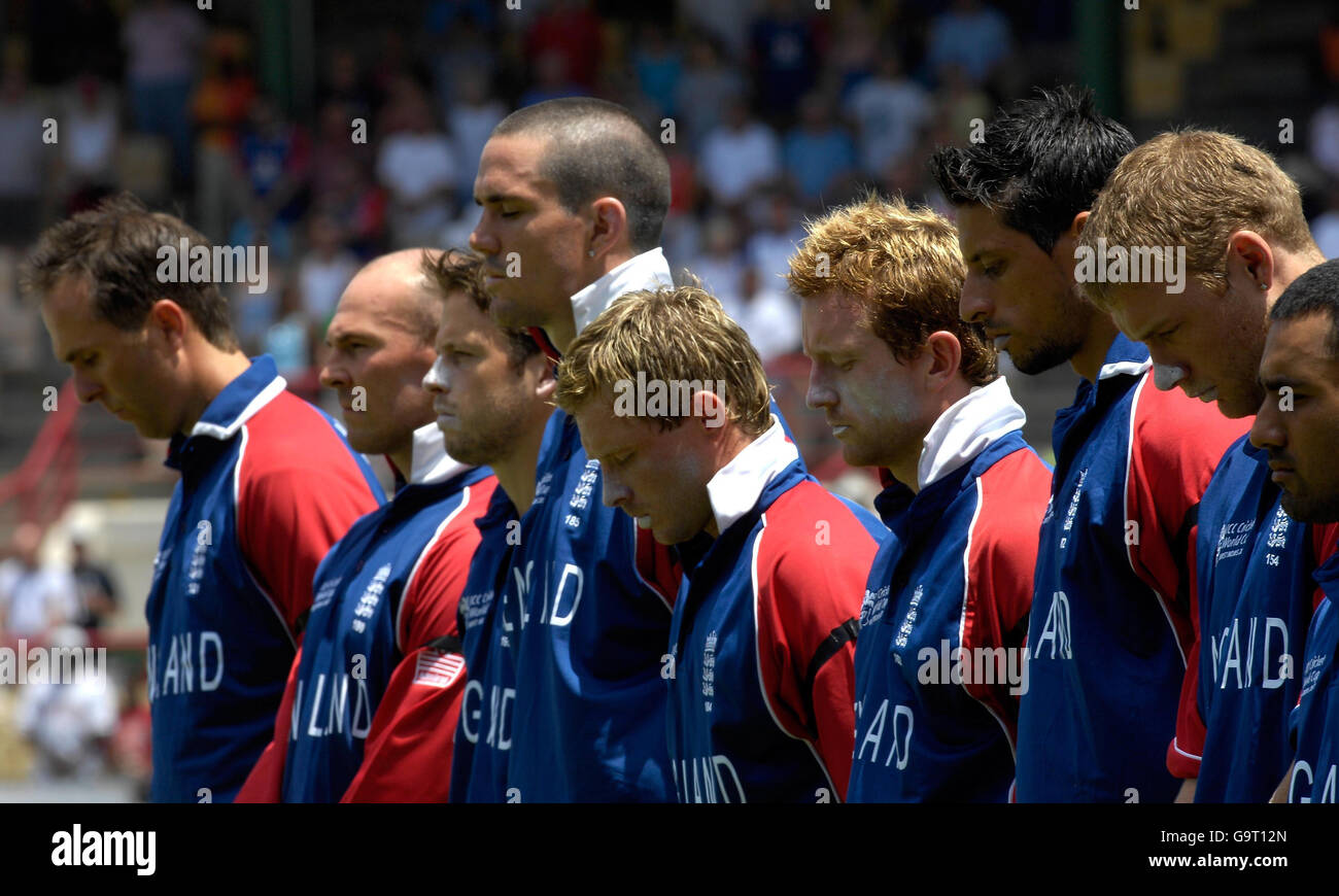 England players during the minutes silence in memory of Pakistan coach ...